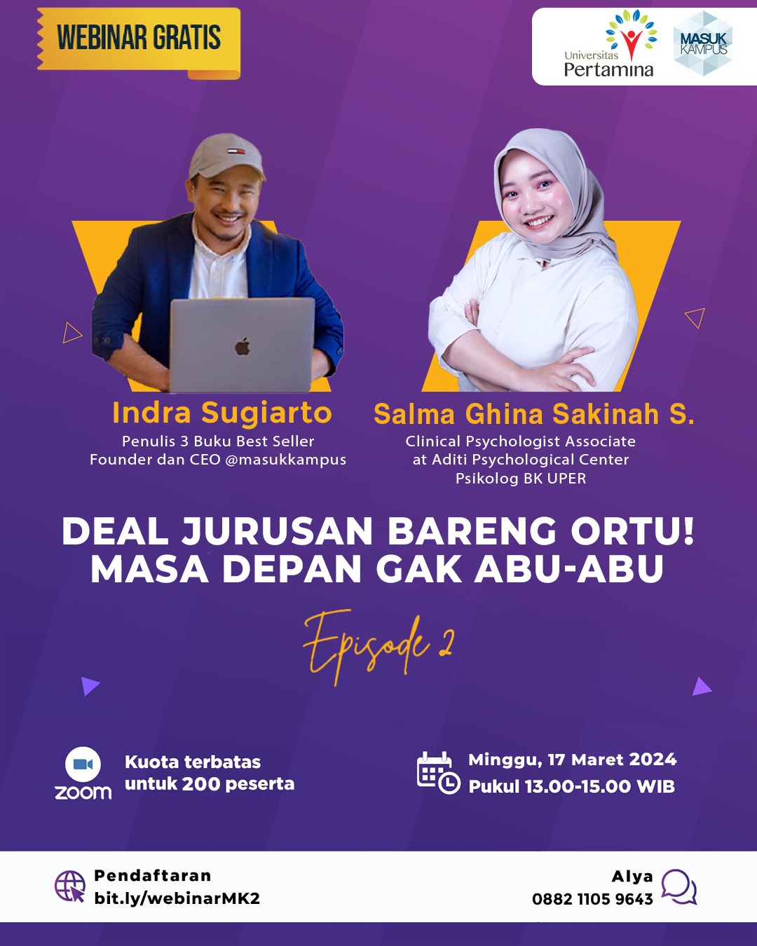 Detail Event WEBINAR EPS 2 MASUKKAMPUS X UPER : DEAL JURUSAN BARENG ORTU! MASA DEPAN GAK ABU-ABU ...